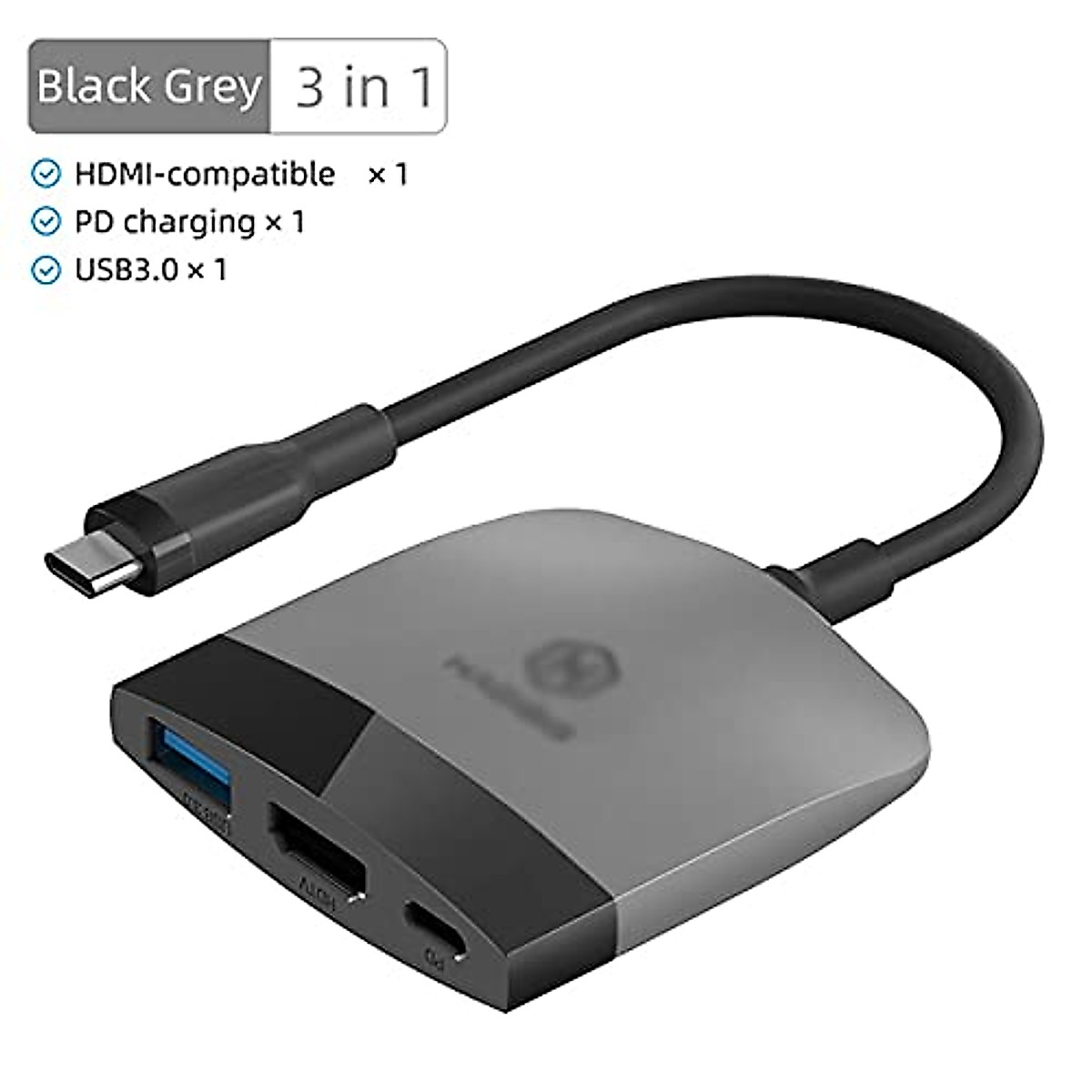 SHYPT Multi-Function Portable Docking Station USB C to 4K HDMI-Compatible USB 3.0 PD for MacBook Pro (Color : Black Grey)