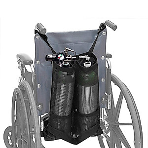 Dual Oxygen Tank Holder for Wheelchair,Double Oxygen Tank Bag,Oxygen Tank Carrier for D & E Cylinders Oxygen Storage Bag with Mesh Storage Pocket,Suitable for Medical, Personal Use,Family and Hospital