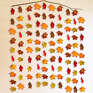 FHzytg Fall Maple Leaf Garland, Artificial Autumn Maple Leaves Plants Vine Hanging Garland for Home Garden Kitchen Office Wedding Wall Doorway Party Backdrop Decoration Thanksgiving Decor 6.6ft Long