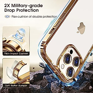Alphex Official Color Match for iPhone 14 Pro Max Case, Anti-Fingerprints, 10FT Military Grade Protective, Soft Glossy Matte Slim Women Men Phone Cover 6.7 inch, Gold