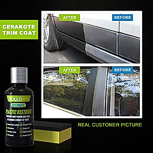 FOLLOWIN Plastic Restorer for Cars Ceramic Plastic Coating Trim Restore, Resists Water, UV Rays, Dirt, Ceramic Coating, Not Dressing, Last Over 200 Washes, Highly Concentrated, 30ml