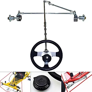 640mm Front Steering Gear Rack Joint Tie Rod & Wheel Assembly Set, for 168cc GO KART UTV ATV, Front Steering Tie Rod Ball Rack Joint DIY Karts Accessories Strut Knuckle Spindle Kit