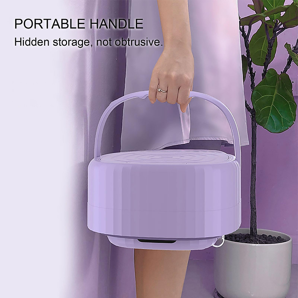 Foldable Mini Small Portable Washer Washing Machine Folding Washing Machine Bucket Washer for Clothes Laundry for Apartment Laundry Camping RV Travel Underwear Socks Clothes 9L Purple