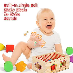 NiceNeer Montessori Toys for 1 Year Old, Wood Montessori Cube Shape Sorter Toys for Toddlers 1-3 Educational Learning Toys for 1 2 3 Year Old Baby Toys & Gifts