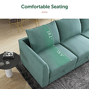 HONBAY Convertible Modular Sectional Sofa U Shaped Modular Couch with Storage Seat Modular Sofa Sectional Couch with Chaise, Aqua Blue