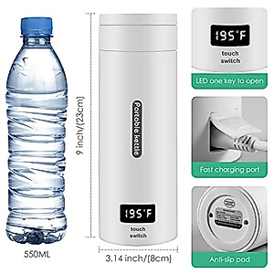 𝗨𝗽𝗴𝗿𝗮𝗱𝗲𝗱 Travel Portable Electric Kettle,380ML Small Mini Coffee Tea Kettle,One Cup Hot Water Maker with Auto Shut-Off,304 Stainless Fast Water Boiler with Four-Speed Temperature Adjustment