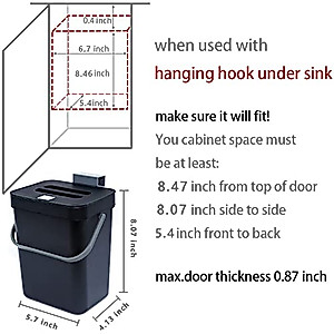 Jesintop Compost Caddy, Mini Countertop Trash Can, Compact Waste Basket Garbage Can, Compost Caddy Small Trash Bin with Lid for Desk/Office/Kitchen, 3L/0.8 Gal Series, Black