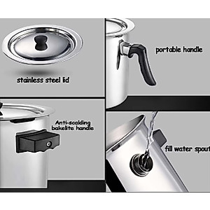 LSQXSS 304 Stainless Steel Double Layer Milk Pot,2.5L Constant Temperature Soup Pot for Induction Cooker and Gas Tove,Automatic Whistle hot Milk Pot,Durable Soup Pot with Anti-scalding Handle