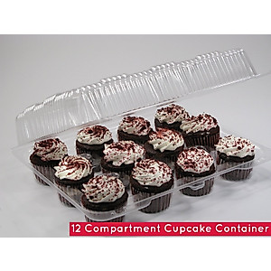 case of 100 12 Compartment Cupcake Container with Hinged Lid Clear 12 cavity cupcake container disposable plastic cupcake boxes 12 Compartment Cupcake Containers