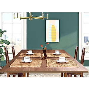 Jute Braided Placemats Reversible, 100% Jute, Nonslip 14x14 Square Farmhouse Vintage Jute Placemats for Dining Table Place Mat (4)