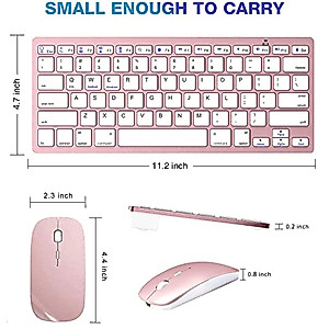 Bluetooth Keyboard and Mouse Combo,Wireless Keyboard and Mouse for iPad pro/iPad Air/iPad/iPad Mini, iPhone (iPadOS 13 / iOS 13 and Above), (Rose Gold)