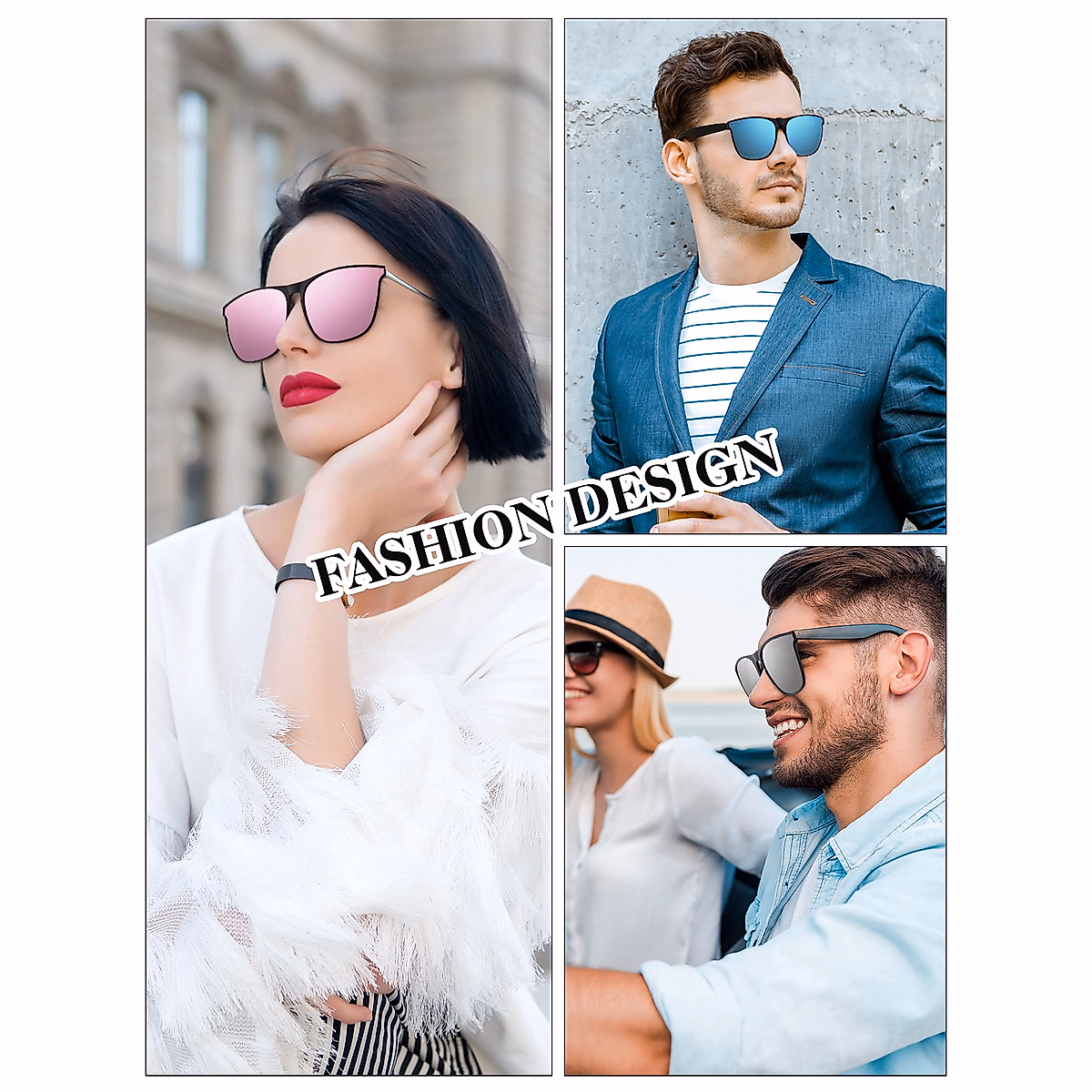 Frienda 3 Pair Oversize Polarized Clip-on Sunglasses Large Anti-glare TR90 Frame Flip up Driving Glasses for Women Men (Yellow)