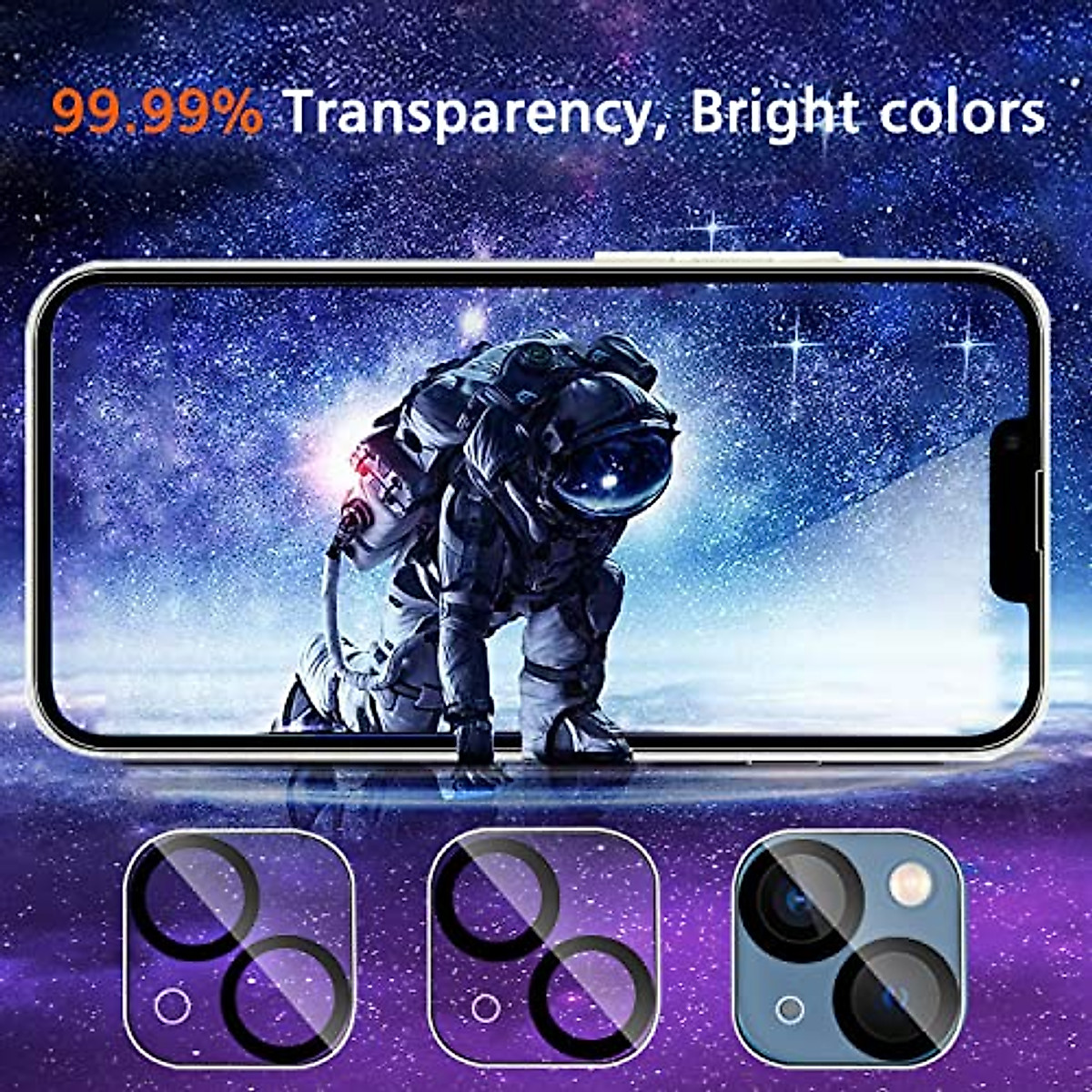 Ferilinso [6-in-1] for Apple iPhone 14 & 13 Screen Protector Accessories 3 Pack 9H Tempered Glass 2 Pack HD Camera Lens Protector Cover Protection Case Friendly mounting Frame protector de pantalla