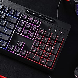 Redragon K512 Shiva RGB Backlit Membrane Gaming Keyboard with Multimedia Keys, Quiet Mechanical Feeling Keyboard, 6 Extra On-Board Macro Keys, Dedicated Media Control, Detachable Wrist Rest