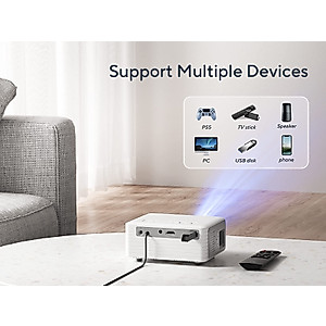 Mini Projector, AKIYO Portable Movie Projector for Outdoor, Support 1080P, ±15° Keystone, Max 120" Screen, for Kids, Young, Gift, Compatible with Smartphone, Computer, TV Stick, U Disk, Speaker