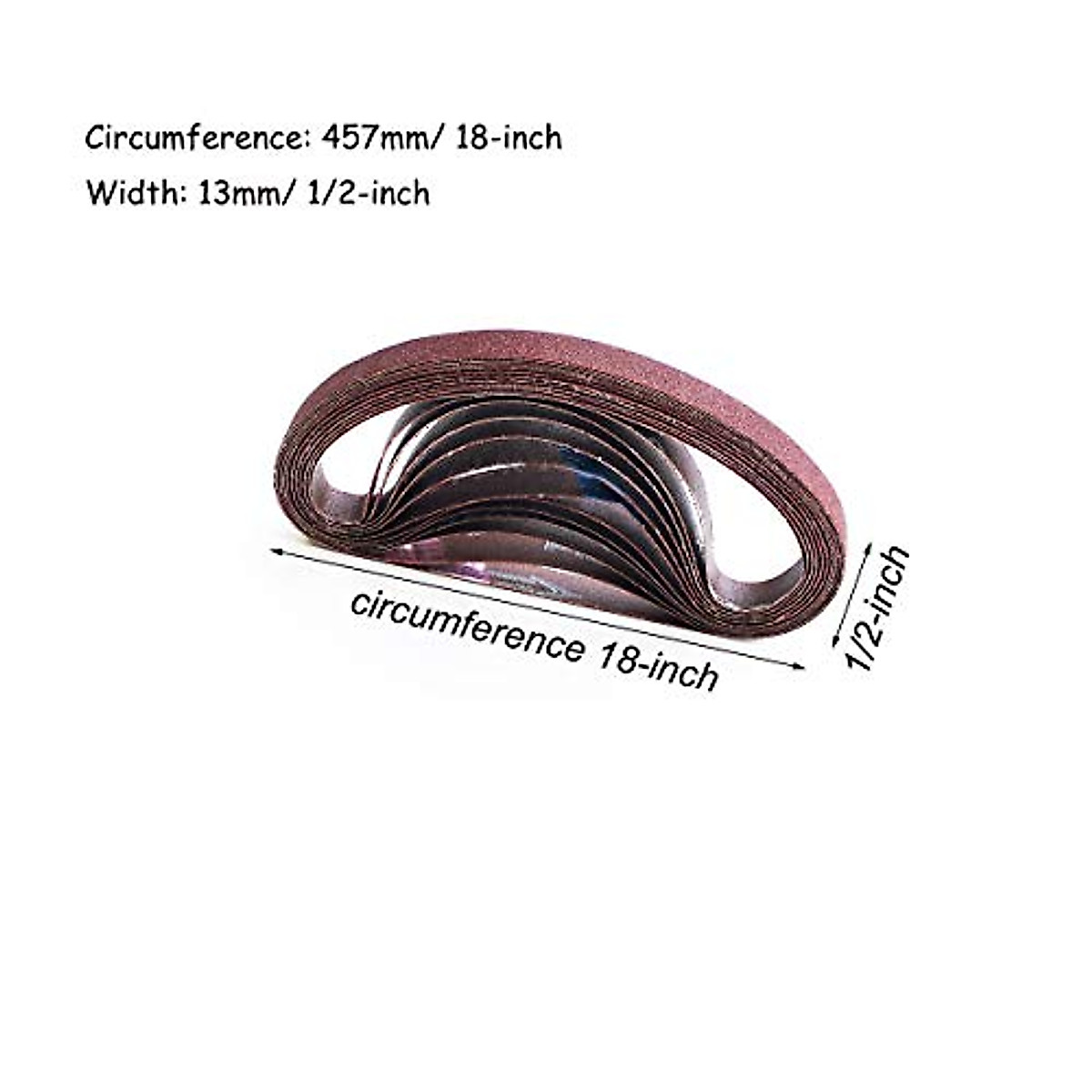 Aiyard 1/2 x 18 Inch Aluminum Oxide Sanding Belts, 40/60/80/120/180/240 Assorted Grits Abrasive File Belts for Air Belt Sander, 24-Pack