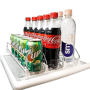 Drink Organizer for Fridge, Soda Organizer for Refrigerator, Can Dispenser, Automatic Pusher Glide, Pantry Organization, Holds Up To 15 cans, Spring Loaded Beverage Storage