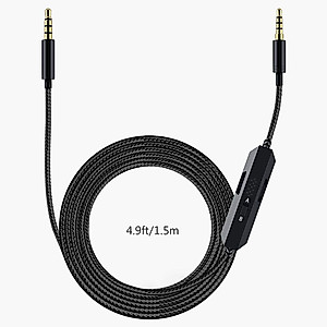 G933/G633 Cable Replacement Headset Audio AUX Cord with Mic Inline Mute Volume Control Compatible with Logitech G633 G933 Headphones, 3.5mm to 3.5mm Jack Works on Xbox One PS4 (4.9ft/1.5m)