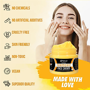 Turmeric Cream for Face & Body - All Natural Turmeric Cream Skin Brightening Lotion - Turmeric Cream Cleanses Skin, Fights Acne, Evens Tone - Pure Handcrafted Skincare Made in the USA 2 Oz