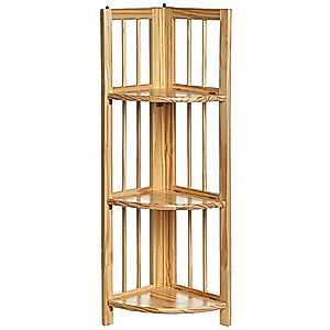 Casual Home 4-Shelf Corner Folding Bookcase, Natural