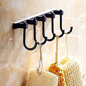 FEPDW Self Adhesive or Screws Mounting Towel Rails Bathroom Towel Rack Black Bronze Antique European Towel Rack A Shelf