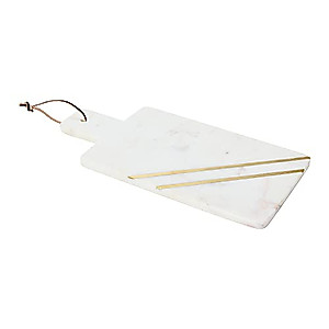 Main + Mesa Marble Cutting Board with Brass Inlay, White