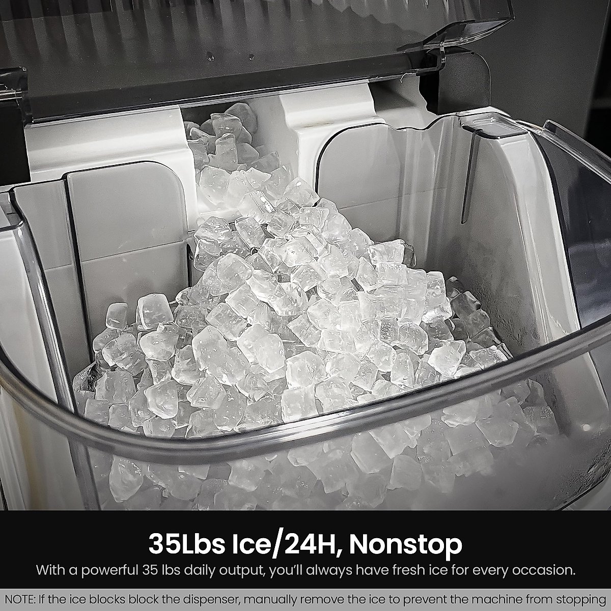 Kismile Nugget Ice Makers Countertop,Portable Ice Machine with Crushed Ice, 35lbs/Day,Self-Cleaning,One-Click Operation for Home Use(Silver)