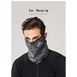Shanghai Story Black Cooling Neck Gaiter Face Mask Bandana Face Scarf UPF50+ UV Protection Fishing Mask Ear Hanging