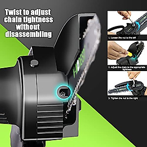 6 inch Mini Chainsaw Cordless, V-MODEST Upgraded Portable Handheld Electric Chain Saw Powered by 2 * 24V Rechargeable Battery, Small Chainsaw with Security Lock for Tree Branches Wood Cutting