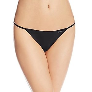 Calvin Klein Women's Sleek Model Thong Panty, Black, Medium
