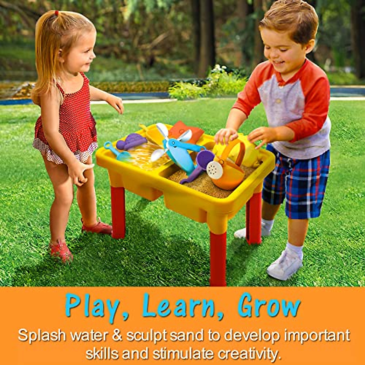 SOWOW Sand and Water Table for Toddlers – 3in1 Indoor & Outdoor Water Table for Kids – Portable Baby Water Table with Cover and Toddler Beach Toys – Sensory Bin Table for Babies & Toddlers