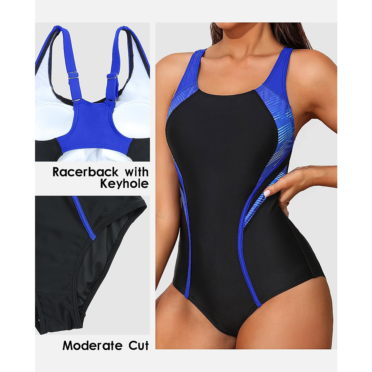 beautyin Womens One Piece Swimsuits Competition Training One Piece Bathing Suit Lap Swimming Suit