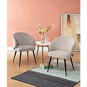 Porthos Home Dana Dining Chair with Luxurious Smooth Suede Upholstery, Rounded Back, Thick Supportive Seat Cushion, Rust-Resistant Iron Legs - Ideal for Dining Rooms and Kitchens