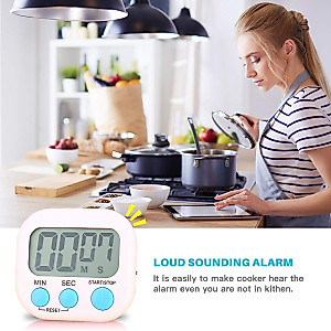 Kitchen Timer Digital Timer for Teachers Kids Cooking with Magnetic + ON/Off Switch + Count Up Countdown, Stopwatch Timer Stand/Hook, Cooking Timer with Simple Operation, 2 Pack