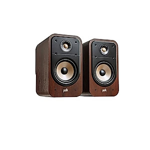 Polk Signature Elite ES20 Bookshelf Speaker - Hi-Res Audio Certified, Dolby Atmos & DTS:X Compatible, 1" Tweeter & 6.5" Woofer, Power Port Technology for Effortless Bass (Pair, Contemporary Walnut)