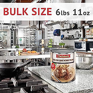 Chef-mate Beef Chili, Canned Chili with Meat, No Beans, 6 lb 10 oz (#10 Can Bulk)
