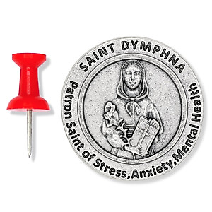 St St. Saint Dymphna Pocket Token Coin 1.2 with Prayer Catholic Patron Stress Anxiety Mental Health by Gifts Catholic, Inc.
