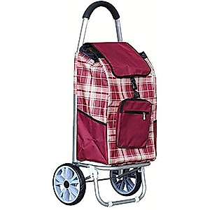 Shopping Trolley on Wheels Multi Function Shopping Cart Reinforced Aluminum Alloy Folding Portable Trolley Anti-Skid Handle Bearing Gravity Enhanced Storage Hand Trucks,Black ,