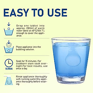 APPTRIN Retainer Cleaner Tablets Denture Cleansing Tablets for Night & Mouth Guard, False Teeth Cleaning, Removes Odors Stains Plaque Mint Flaver (White 36Pcs)