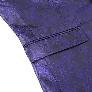 Cloudstyle Mens Slim Fit Paisley Suit Party Suit Jacket One Button Jacquard Sport Coat Purple