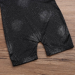 Manyakai Kids Girls Ballet Dance Gymnastics Leotard with Shorts Unitard Sports Biketard Bodysuit Black 14-16 Years