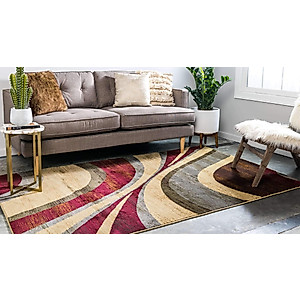 Unique Loom Barista Collection Area Rug - Ngada (5' 3" x 8' Rectangle, Beige/ Red)