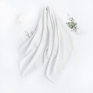 Lastclream Chiffon Square Neck Scarves for Women Handkerchief Retro Satin Ribbon Scarf for Hair Wrapping at Night 23.6" (White)
