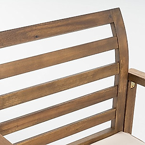 Christopher Knight Home Emilano Outdoor Acacia Wood Club Chairs, 2-Pcs Set, Natural Stained / White