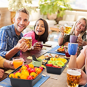 Moretoes 50 Pack Meal Prep Containers Reusable 24 Oz, Disposable Food Storage, Plastic Containers for Lunch-Microwave, Freezer, Dishwasher Safe