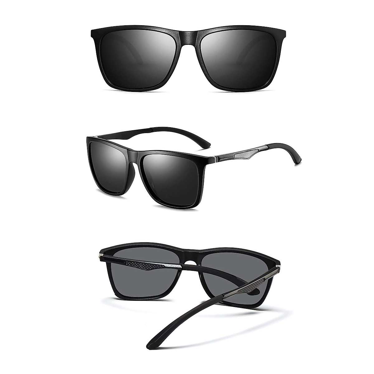 Polarized Sunglasses for Men Aluminum Mens Sunglasses Driving Rectangular Sun Glasses For Men/Women (Grey Lens/Matte Black Frame)