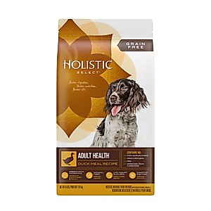 Holistic Select Natural Grain Free Dry Dog Food, Duck Meal Recipe, 4-Pound Bag