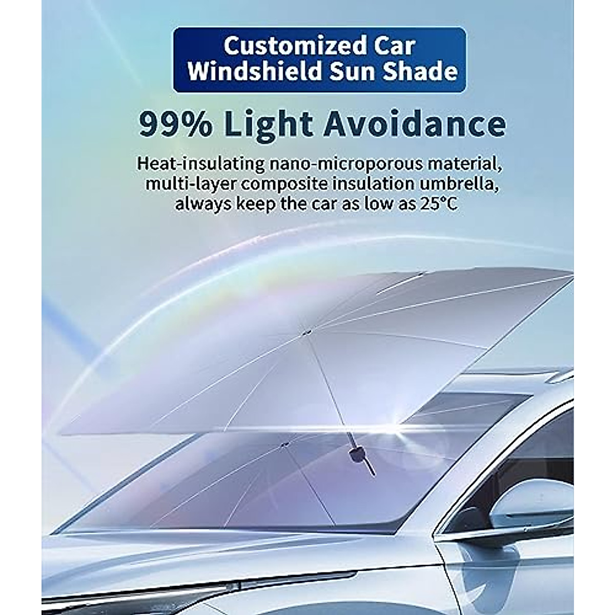 Custom-Fit for Volvo Windshield Sun Shade Umbrella, Foldable Car Umbrella Sunshade Cover UV Block Car Front Window with 360°Rotation Bendable Handle, Designed for Volvo Accessories (for Volvo S60)