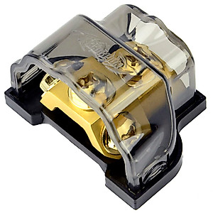 Power Ground Ring Terminal Distribution Block 8 4 2 0 Gauge in Out Gold