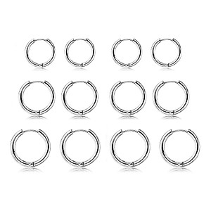 Pack of Titanium Surgical Stainless Steel Huggie Hoop Earrings Hypoallergenic for Sensitive Ears Body Piercing Small Nose Rings Cartilage Trague 20G